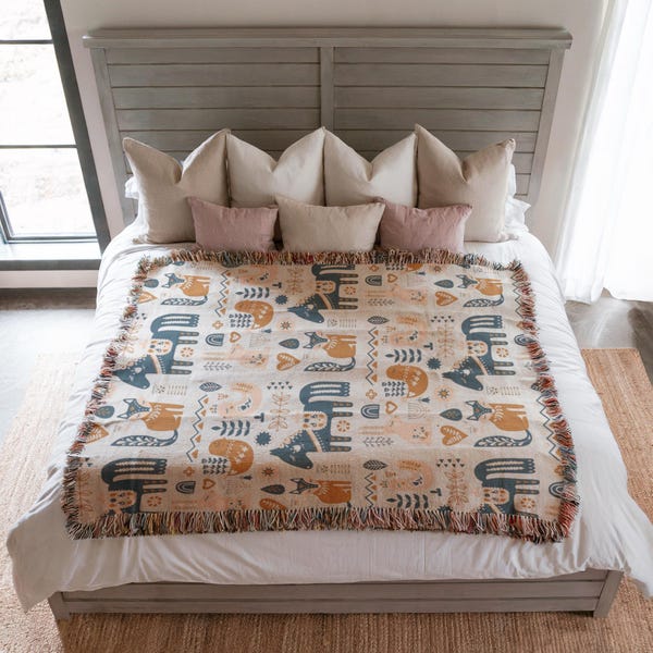 Woven Blanket Mockup, Woven Throw Blanket Mock Up, Print on Demand ...