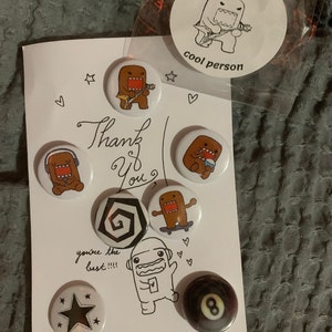 Domo Pins 4 Piece 1 Inch Button Pin Set Comes With Freebies Please Read ...