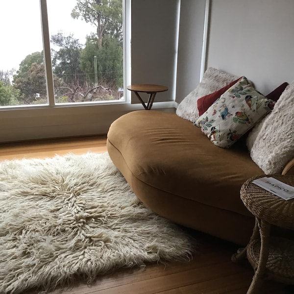 Shaggy Wool Rug, Natural Tufted Area Rug, Modern Scandinavian Wool Rug ...