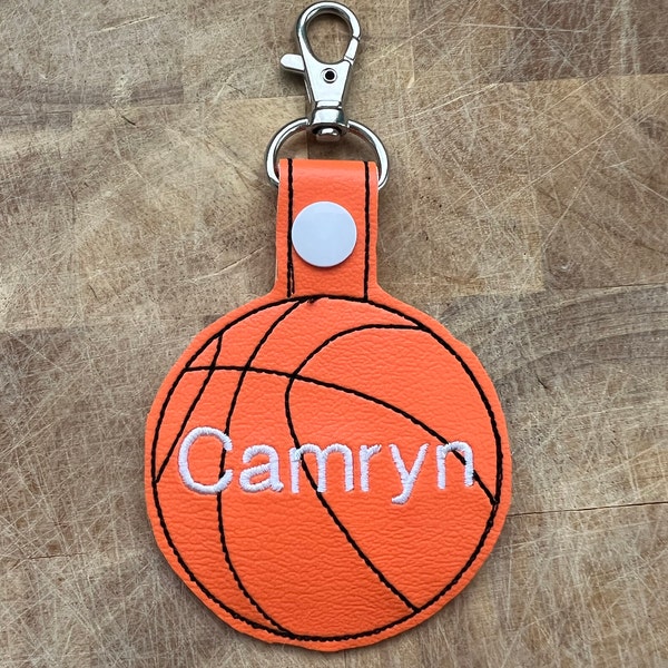Basketball in the Hoop Snap Tab Key Fob Machine Embroidery Design - Etsy