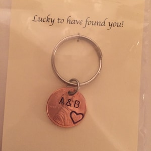 Personalized Penny Keychain, Couples Keychain, Lucky Penny, Anniversary ...