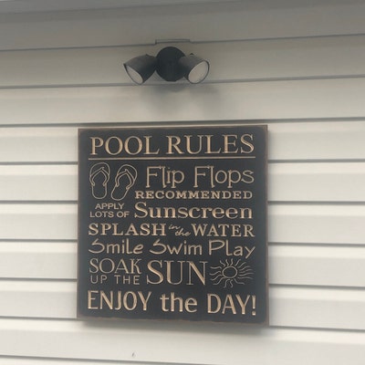 Custom Carved Wooden Sign pool Rules - Etsy
