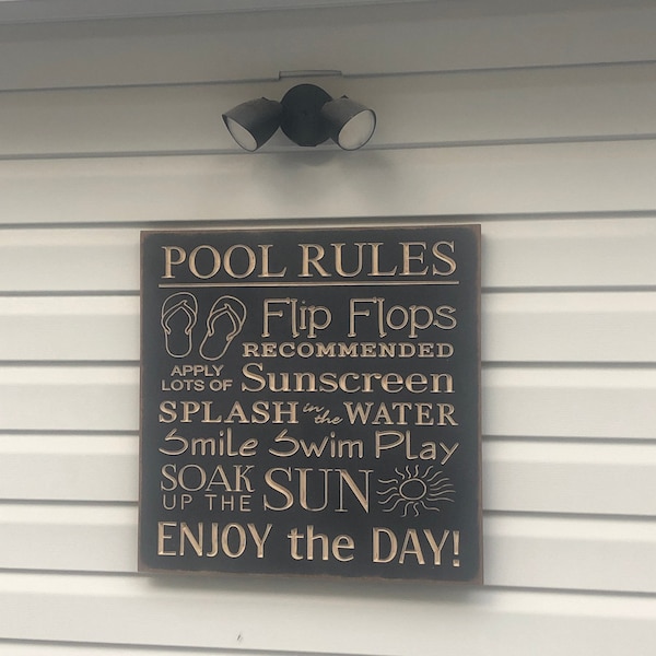 Custom Carved Wooden Sign - "pool Rules" - Etsy