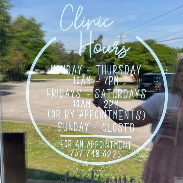 Business Opening Hours Decal or Static Cling - Open to Close - Hours of ...