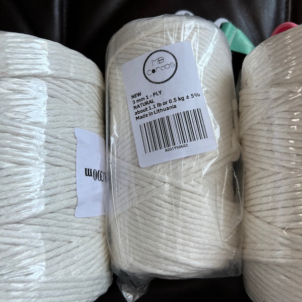 PURE WHITE Macrame Cord 3mm Cotton Rope 284 Yd. Coloured Cotton String ...