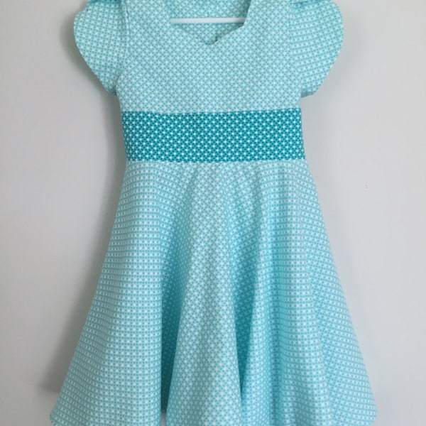 Girls Twirl Dress Pattern - Tulip Sleeves, Circle Skirt and Sash - 2 to ...