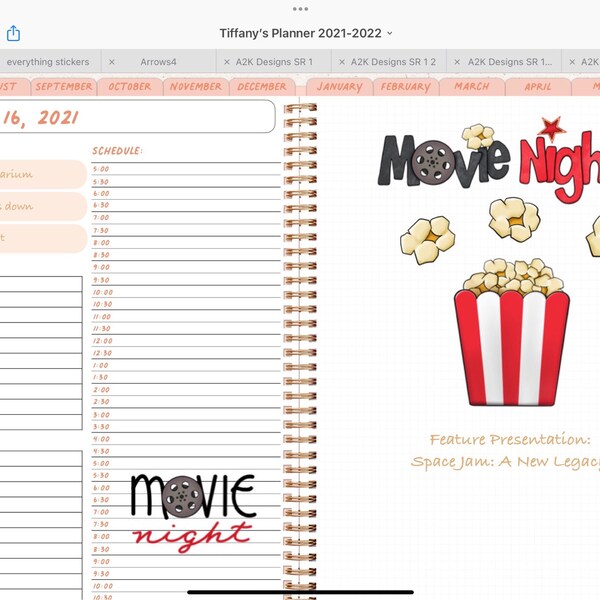 Movie Night Digital Planner Stickers - Theater & Cinema Icons ...