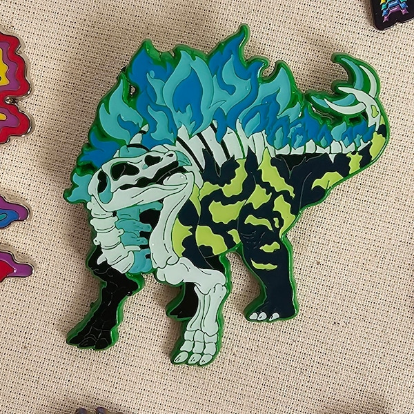 Natural Undead Wolf Enamel Pin - Skeleton Skull Beast Extinct Lapel ...