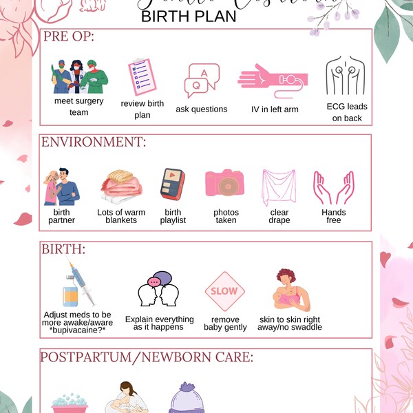 Vbac Birth Plan Template Printable Birth Plan Natural Birth Plan Birth ...