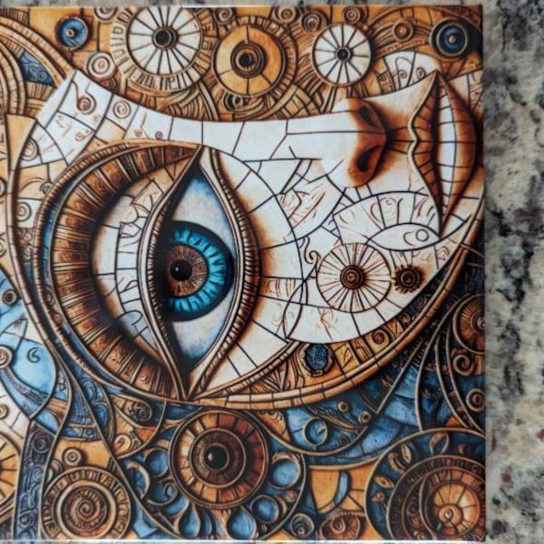 Art Nouveau Ceramic Tile: Eye Design, Kitchen Backsplash Art - Etsy