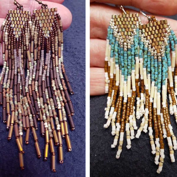 Ayelen: Seed Bead Fringe Earrings Native American Feather Boho Navajo Western Aztec Bohemian - Etsy