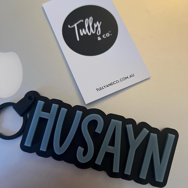 Fancy Script Acrylic Name Tag | Keyring | Personalised Keychain ...