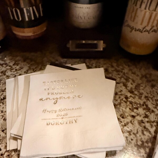 Custom Retirement Napkins, Retirement Party Cocktail Napkins, Not My ...