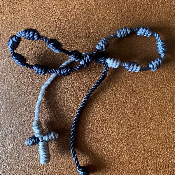 Knotted String Rosary, Prayer Necklace, Rosary Made of String, Colorful ...