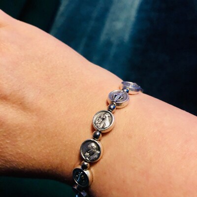 Custom Catholic Bracelet / Saint Bracelet / Adjustable Chain Bracelet ...