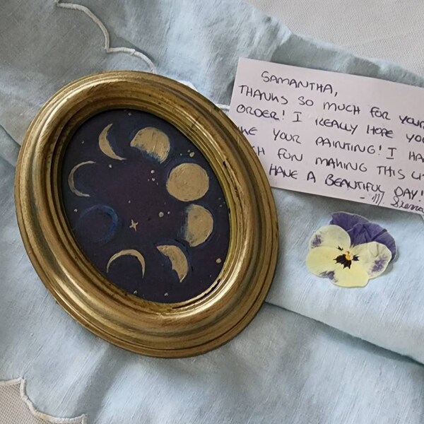 Mini Moon } Hand Painted Moon Phase Art Gallery Wallpaper Vintage Frame ...