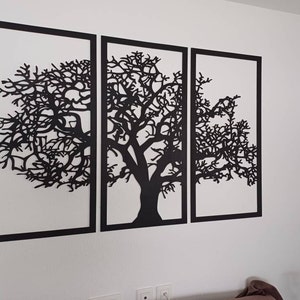 Wooden Wall Decorative Panel Set of 3 Pieces Tree Wall Decor Wood Wall ...