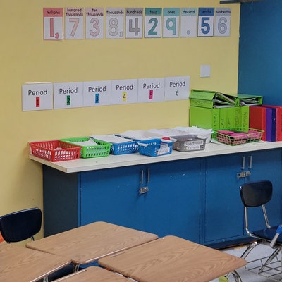 CALM COLORS Place Value Display Math Posters Modern Rainbow Classroom ...