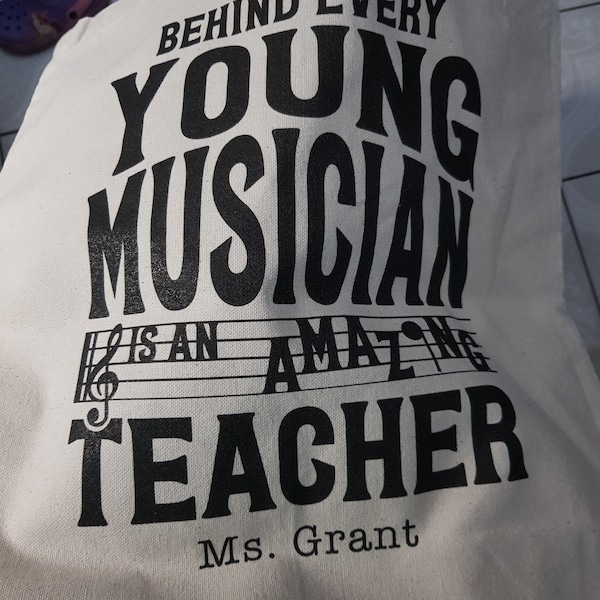 Music Teacher Tote, Music Teacher Gift, Teacher Appreciation Gift, Band ...
