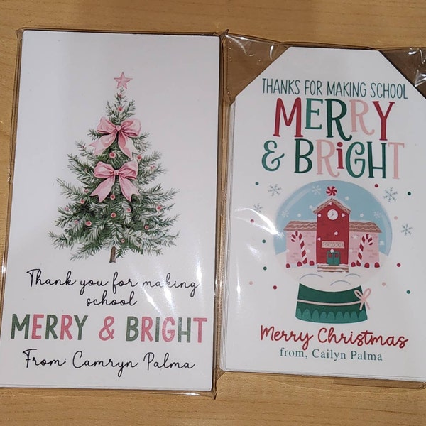 Thank You for Making School Merry & Bright Tag, Christmas Teacher Tag ...