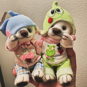 Handmade Teddy Bear in a Dress and Hat Cute Teddy Handmade Girl Author ...