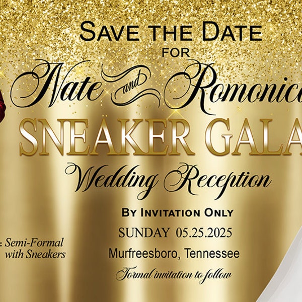 Masquerade Sneaker Ball Purple and Gold Birthday Invitation Masquerade ...