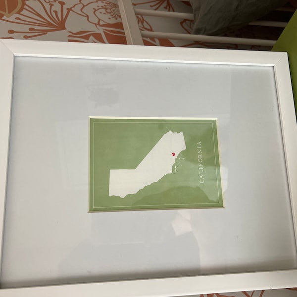 Custom California Map Art - Heart Over ANY City - Customized State Map ...