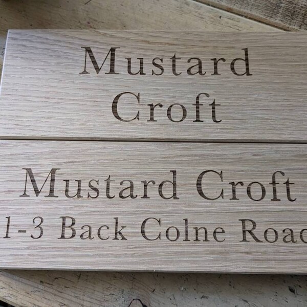 Solid Oak Engraved House Sign Personalised & Bespoke House Name Wooden ...