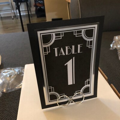 ART DECO Table Number Signs Silver Foil and Black Numbers - Etsy
