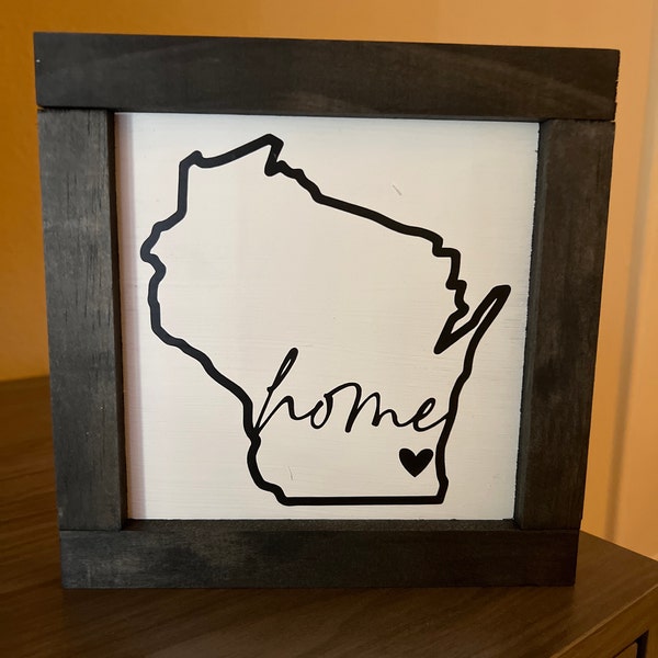 Wisconsin Home Wooden Sign, Wisconsin Decor, WI Sign, WI Gift, Home ...