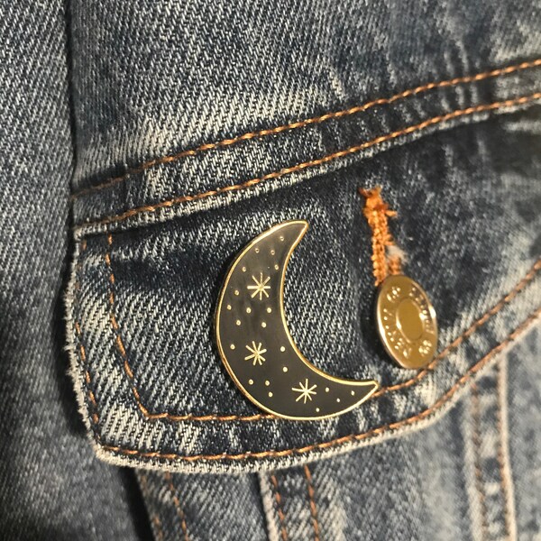 Enamel Pins, on the Moon, Gold Metal, Cosmos, Gold, Brooch, Accessory ...