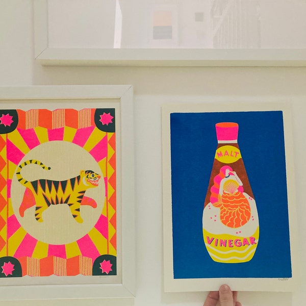 Hot Sauce Riso Print A4 Size ( Blue ) - Etsy