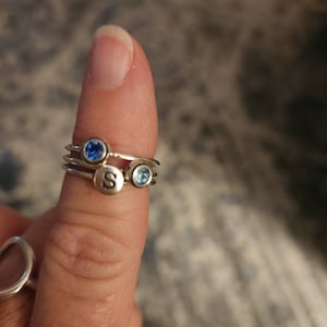 Mother's Stackable Birthstone & Initial Rings in Sterling - Etsy