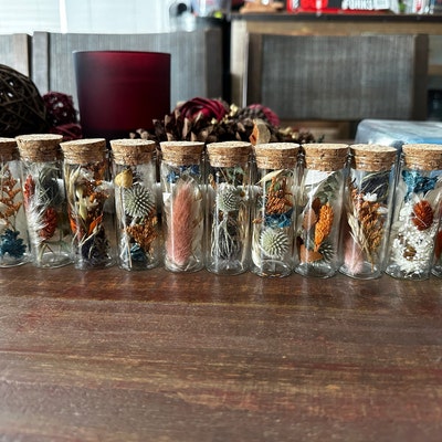 Set of 3 Wildflower Glass Vials // Botanical Jars 3.15inches - Etsy
