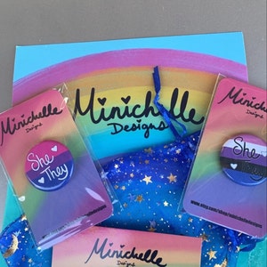 Genderfluid Pride Flag Pronoun Pin Back Button They/them She/him She ...