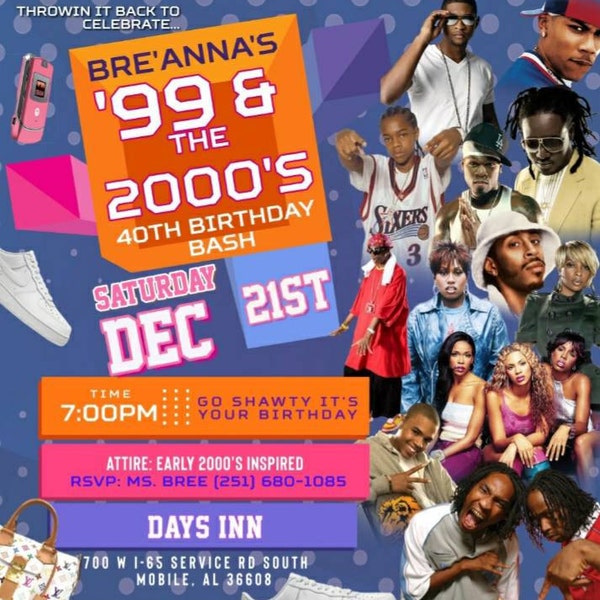 Customizable Retro Party Flyer Template, 2000s R&B Party Invitation ...