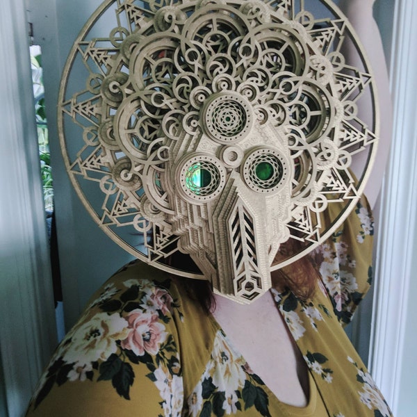 Laser Cut Deity Mask Festival Fashion Sacred Geometry God Headdress ...