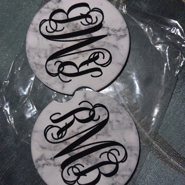 Car Coasters,set of 2, Marble Car Coasters, Monogram Car Coasters - Etsy