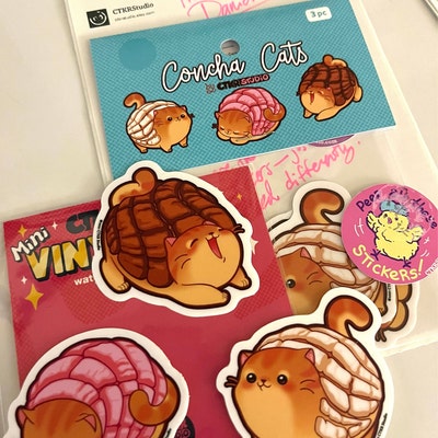 VS021 / Concha Cats Kawaii Art Sticker Set / Cute Mexican Treats ...