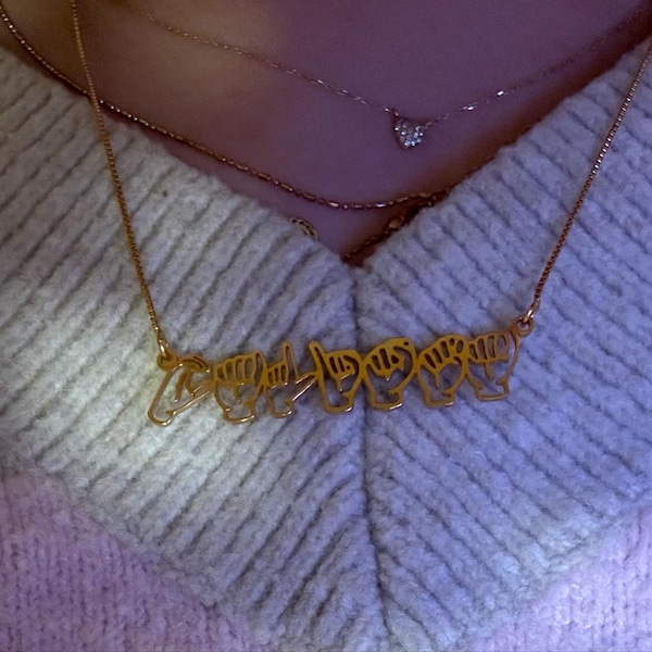 Custom Sign Language Necklace, Name Necklace in Sign Language ...