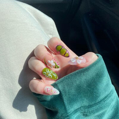 Blue Ocean Theme Style Nails Ocean-inspired Press on Nails Marine Nail ...