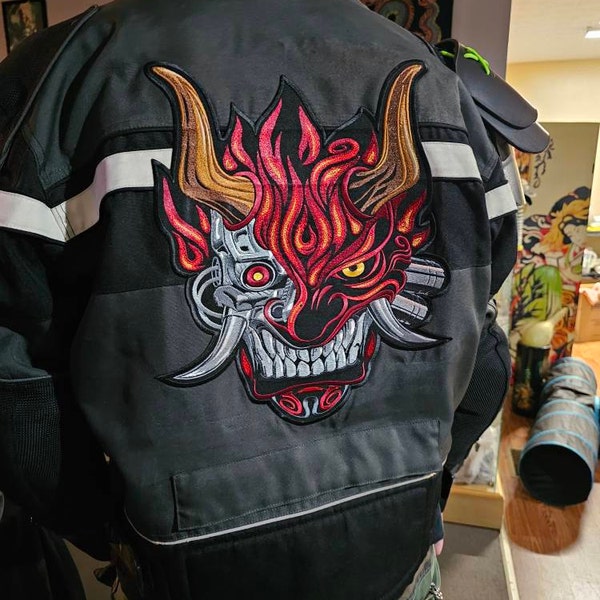 Skeleton Rock on Hands Large Patch, Horns Up, Biker's Embroidered Back Patches for Jacket, 11.7 ...