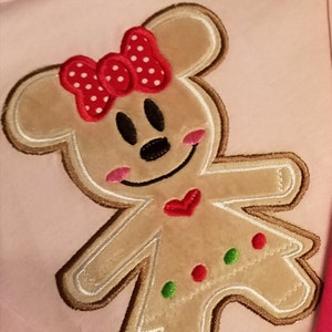 Minnie Mouse Gingerbread Cookie Applique Digital Embroidery Machine ...
