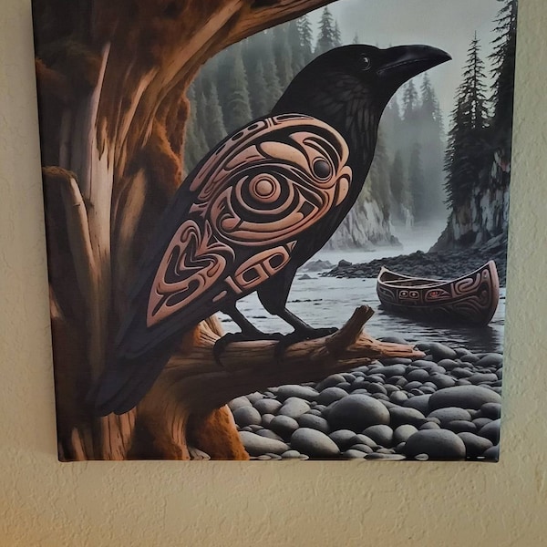 Haida First Nation Black Raven Wall Art Unique Abstract Raven Pacific ...