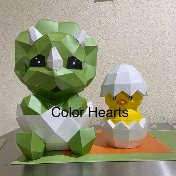 Chick in Egg Papercraft 3D DIY Low Poly Paper Crafts Easter Decor Model Template - Etsy