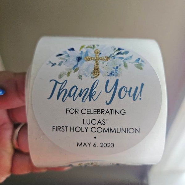 First Holy Communion Favor Stickers Boys 1st Holy Communion Thank You ...