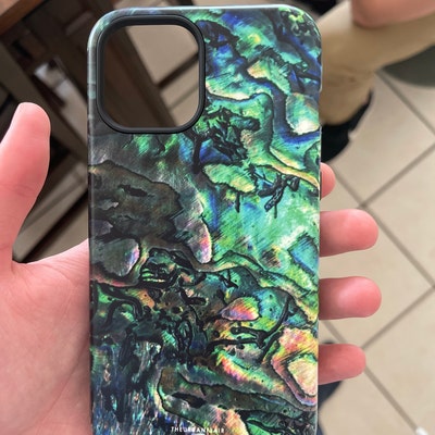 Green Abalone Mollusk Shell Print Tough Phone Case for iPhone 15 14 13 ...