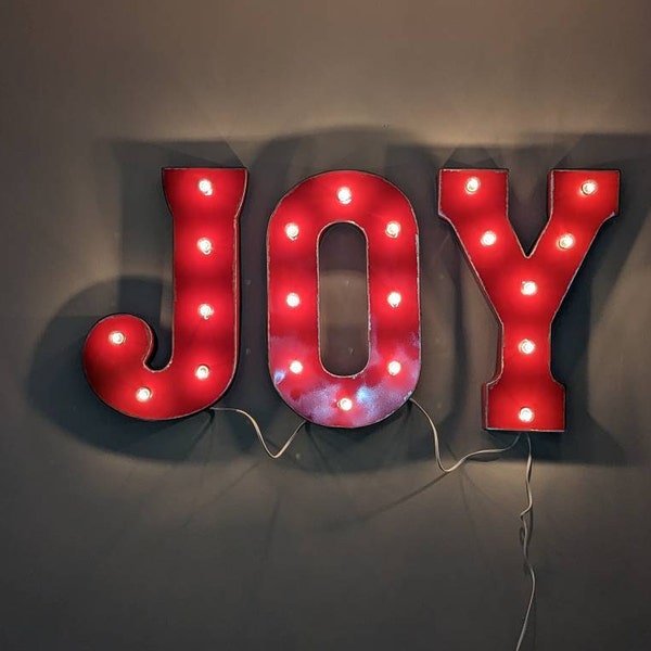 Large Red Metal Marquee Letters Light up Lighted Sign - Etsy