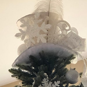 Extra Large Silver Tree Topper Bow Christmas Tree Topper | Etsy