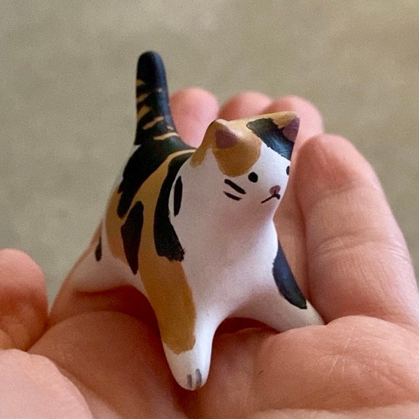 Custom Clay Cat Figurines, Tiny Hand-painted Clay Cats, Tiny Cat ...